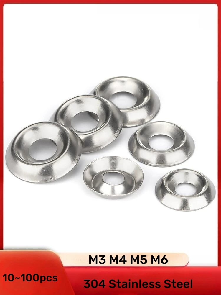 10-100pcs-304-Stainless-Steel-M3-M4-M5-M6-Conical-Washer-Countersunk ...