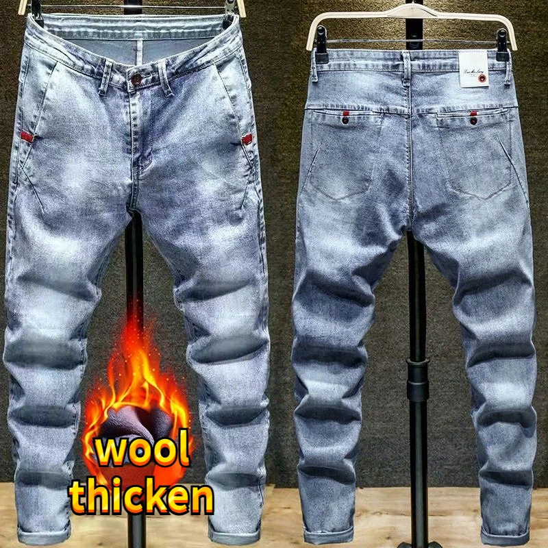 Autumn-Winter-Brushed-Wool-Thick-Plush-Cowboy-Slim-Stretch-Jeans-Men ...
