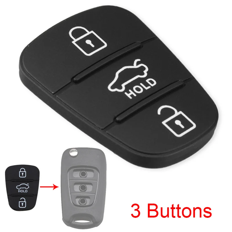 3 Buttons Remote Car Key Shell Fob Rubber Pad for Hyu-ndai Solaris ...