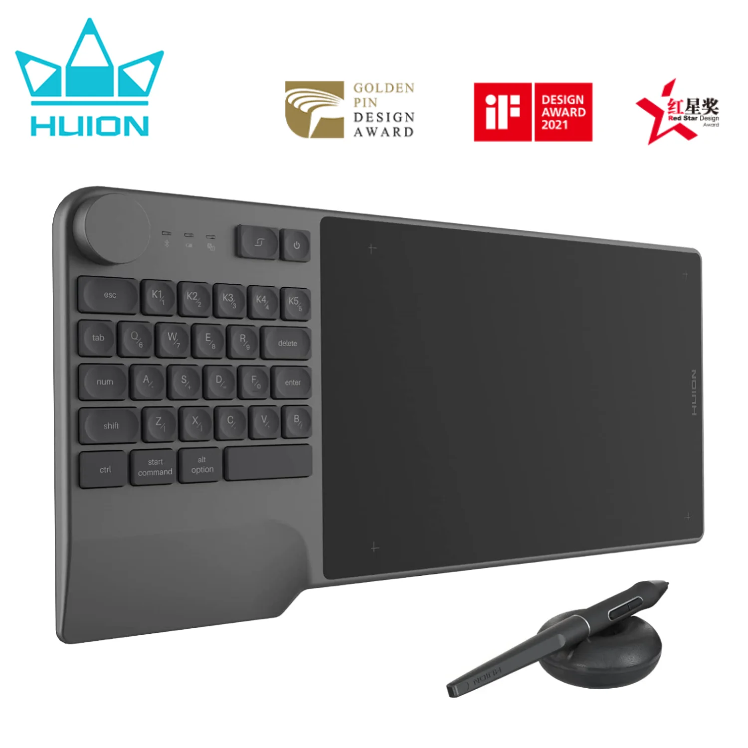 Huion KD200 Keydial Pen Tablet Wireless Magical Graphics Tablet with ...