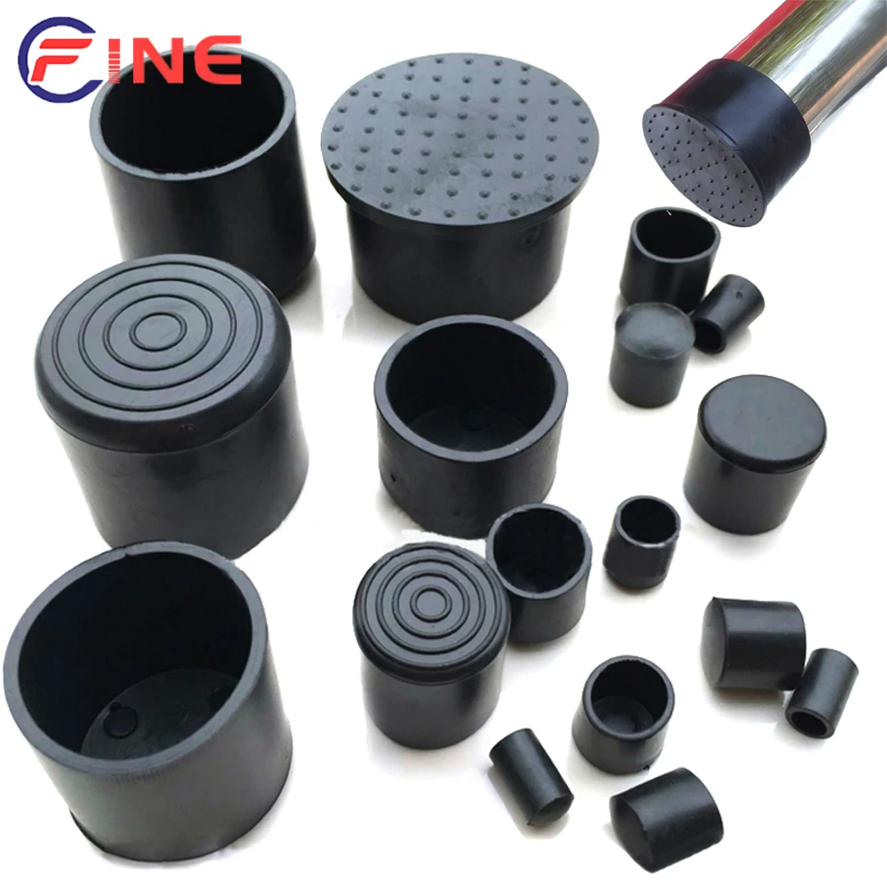 Black-Chair-Table-Feet-Round-Stick-Pipe-Tubing-End-Cover-Non-Slip-Tube ...