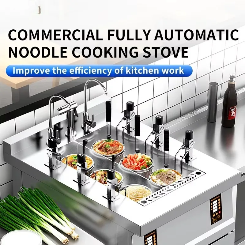 Commercial 3/6 Heads Electric Noodle Cooker Machine Instant Ramen Pasta ...