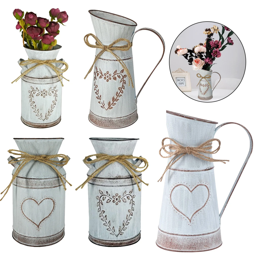 Balde-de-lata-do-vintage-casa-casamento-flores-artificiais-balde-retro ...