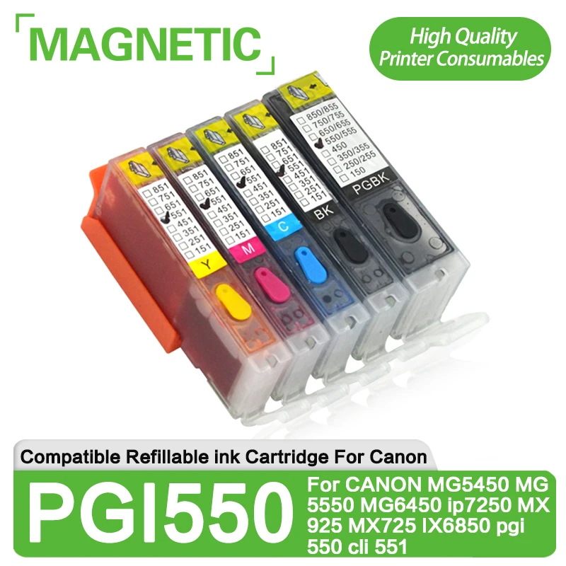 5pcs-PGI550-Refillable-ink-Cartridge-For-CANON-MG5450-MG5550-MG6450 ...