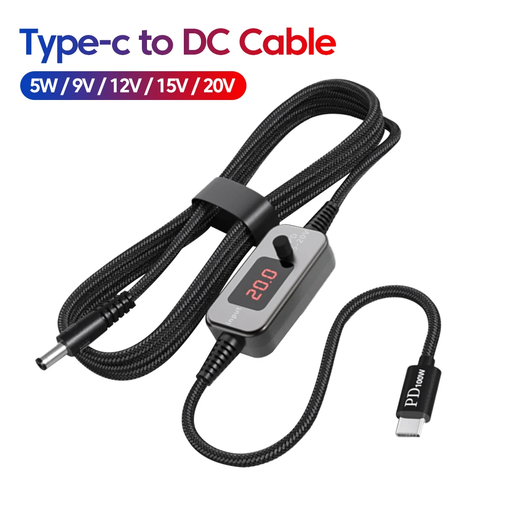 PD100W Type C To DC5.5x2.5mm Power Cable 5V 9V 12V 15V 20V 5A ...