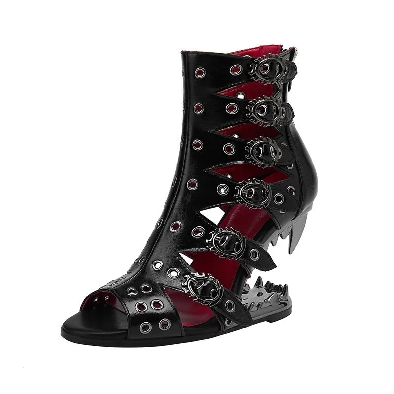 Hollowing-Out-Tiger-Teeth-Heel-Design-Rivet-Sandals-European-American ...