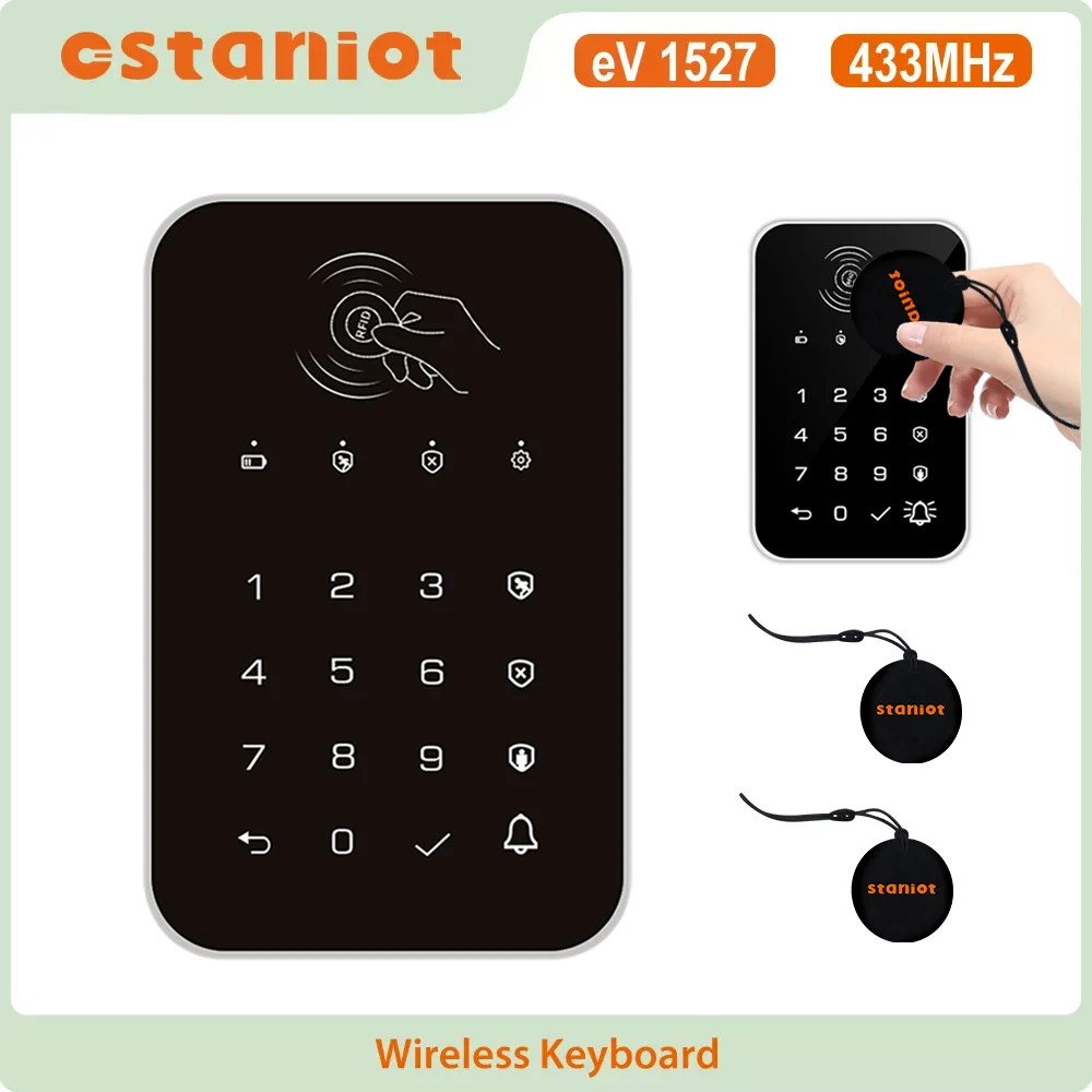 433MHz Wireless Touch Keyboard 2PCS RFID Card Arm Or Disarm Password ...