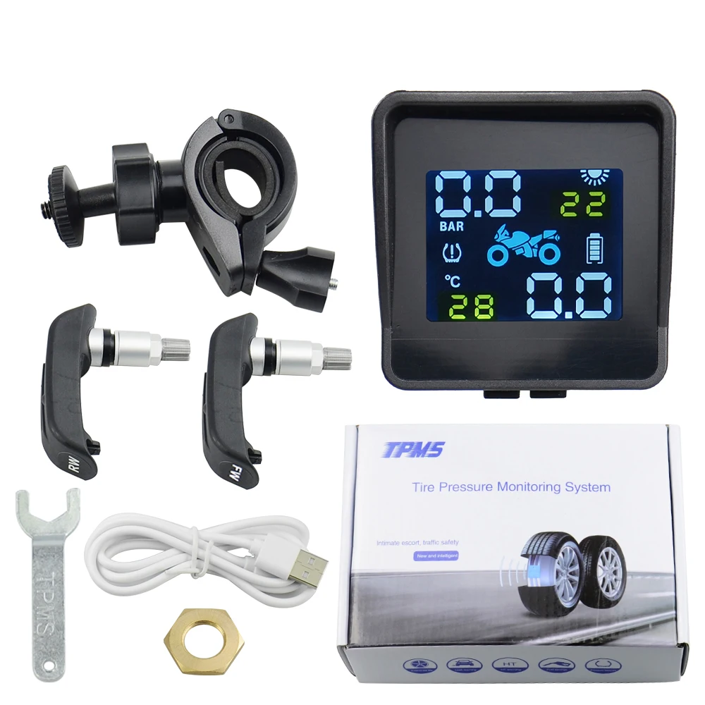 Motorcycle-Tire-Pressure-Monitoring-System-with-2-Sensors-Motor-TPMS ...