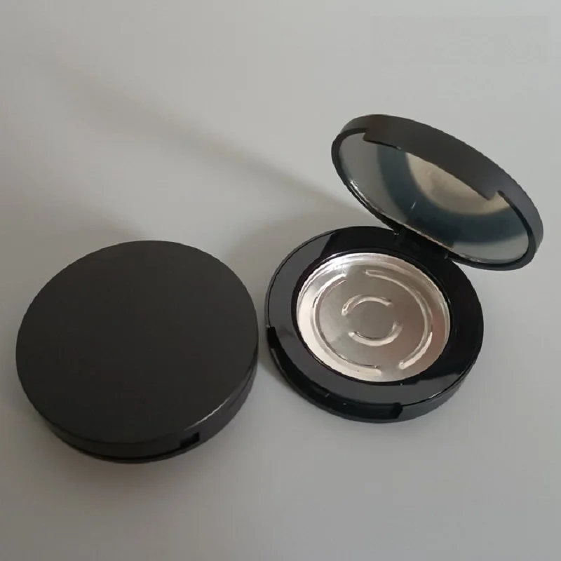 30PCS-Empty-Matte-Black-Round-Flip-Cap-Blusher-Powder-Compact-with ...