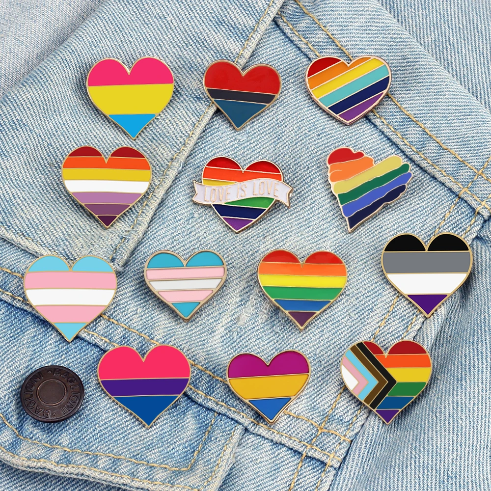 LGBT Pride Lesbian Gay Rainbow Heart Brooch Colorful Icon Enamel Pin ...