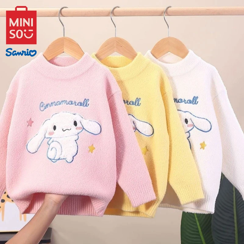 MINISO-Sanrio-Cartoon-Girls-Winter-Sweater-Cinnamoroll-Thickened-Round ...