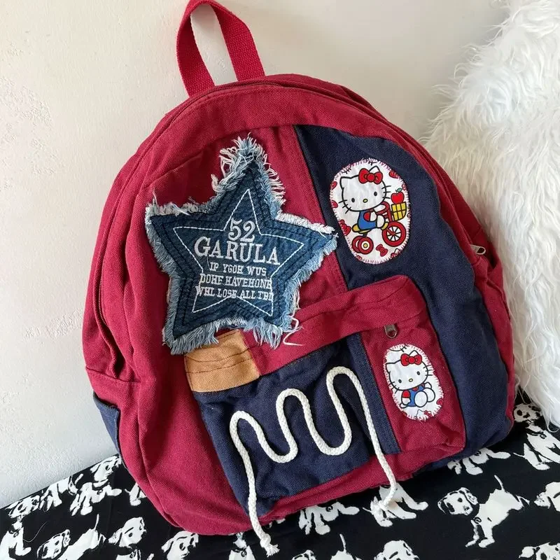 New-Sanrio-Hello-Kitty-Denim-Bags-Y2k-Student-Schoolbag-Luxury-Commuter ...