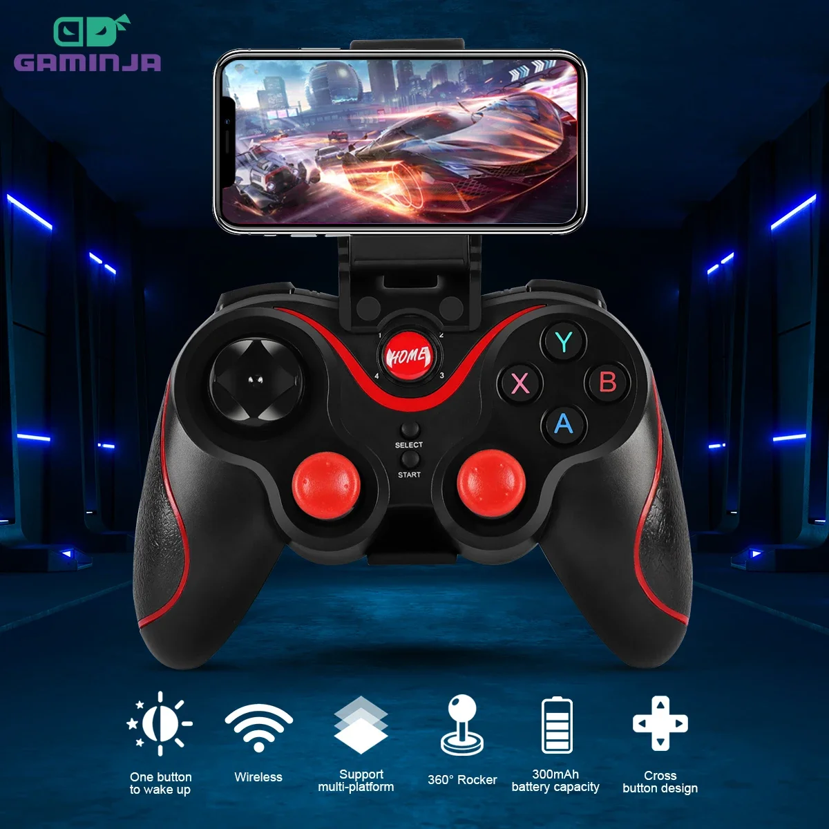 GAMINJA-Wireless-Bluetooth-Game-Controller-For-PC-Mobile-Phone-TV-BOX ...