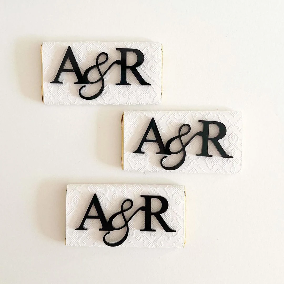 12-Uds-Placas-doradas-personalizadas-con-iniciales-de-novia-y-novio ...