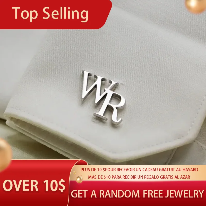 Custom-One-Pair-Two-Letters-Cufflinks-Workplace-Jewelry-Stainless-Steel ...