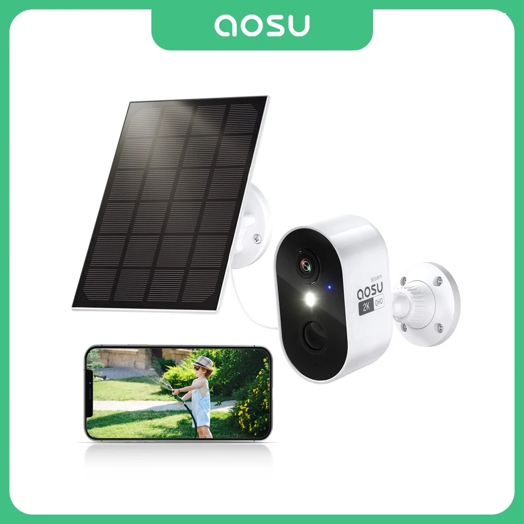 AOSU 3MP Solar Camera 100% Wire-free Wireless Security Camera with ...
