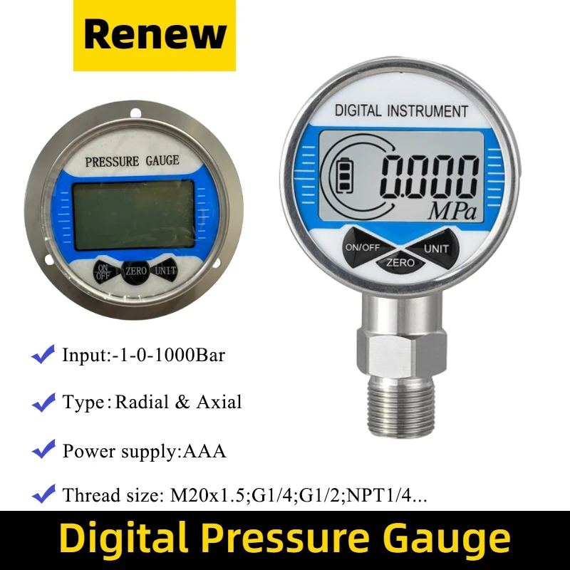 10bar-Wireless-Digital-Pressure-Gauge-G1-4-Air-Liquid-Fuel-Oil-Water ...
