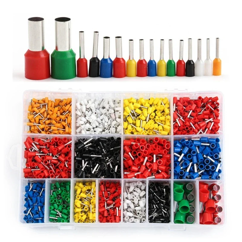 400/1200/2120PCS Cord Pin End Terminals Kit Insulated Copper Tube ...