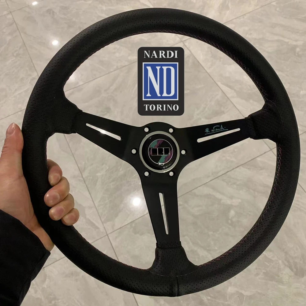 Drift-Classic-14Inch-Nardi-Steering-Wheel-JDM-Deep-Dish-Real-Leather ...