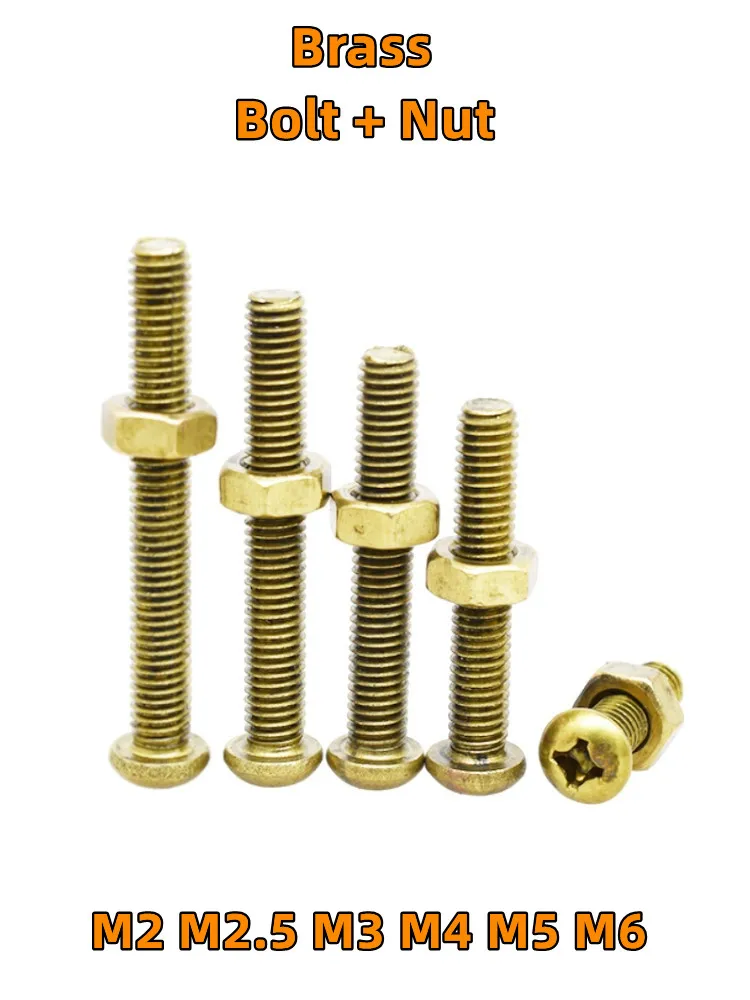 M2-M2-5-M3-M4-M5M6-Brass-Phillips-Pan-Head-Round-Head-Bolt-Nut ...