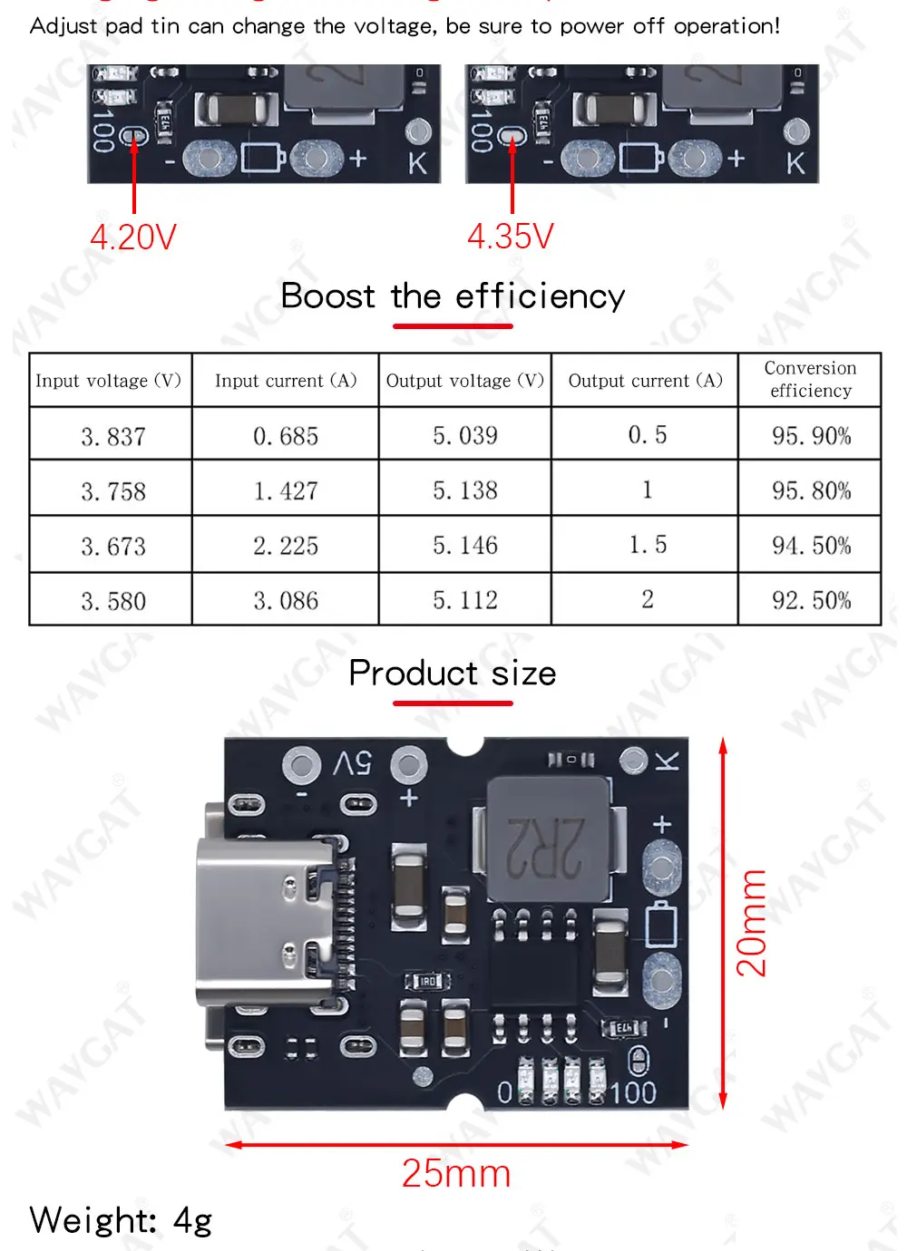 Generic Type-C USB 5V 2A Boost Converter Step-Up Power Module Lithium ...
