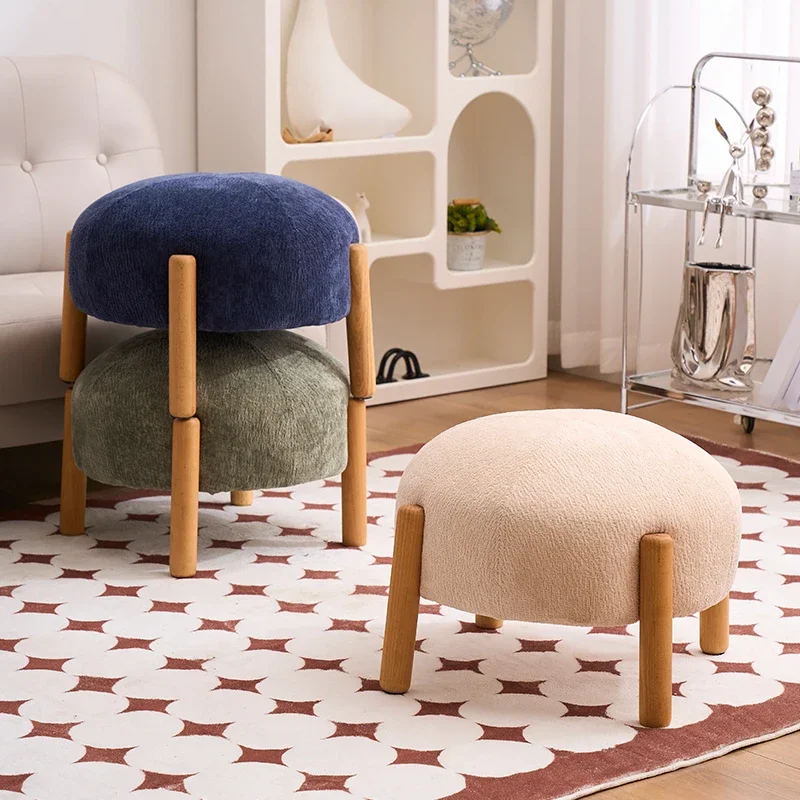 Modern-Simple-Foot-Stool-Plush-Hallway-Ottoman-with-Solid-Wood-Frame ...