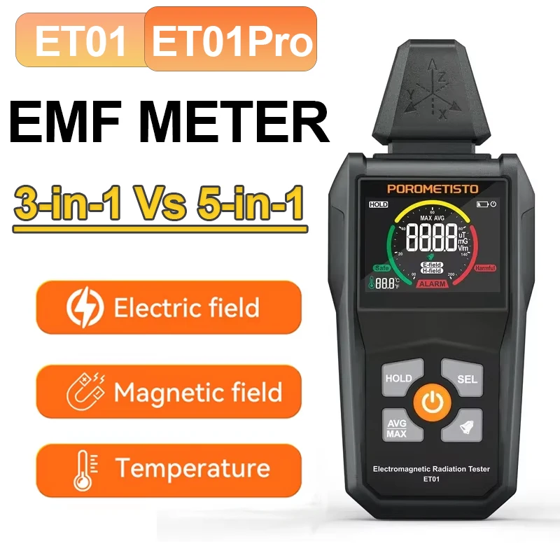 ET01 3-in-1/ET01Pro 5-in-1 Electromagnetic Radiation Tester High ...