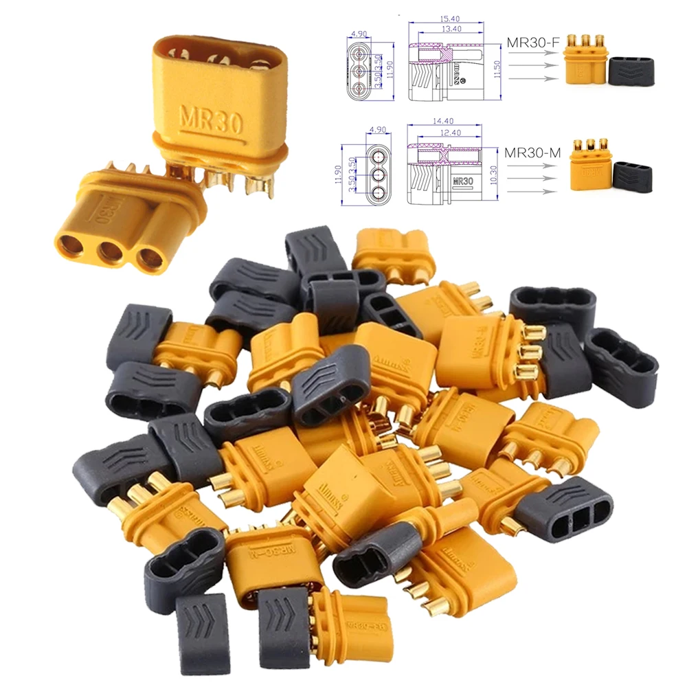 AMASS MR30 Male Female Connector Plug with Sheath for RC Multicopter ...