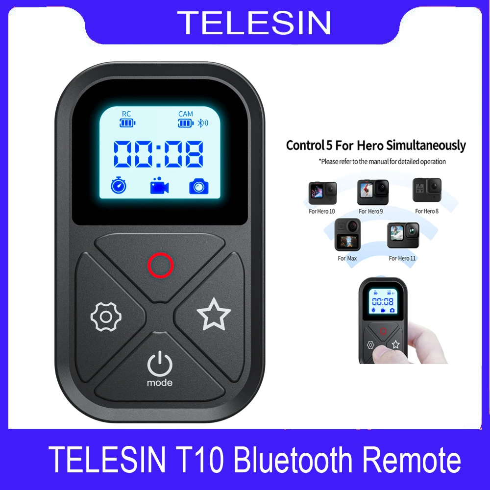 TELESIN-T10-Bluetooth-Remote-Control-for-GoPro-Hero-11-10-9-8Max-with ...