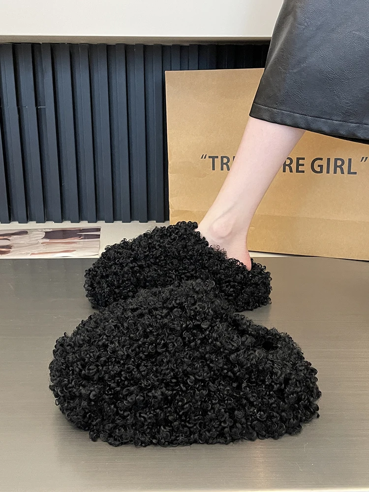 Fur-Shoes-Flock-Winter-Woman-Slipper-Pantofle-Med-Platform-Cover-Toe ...