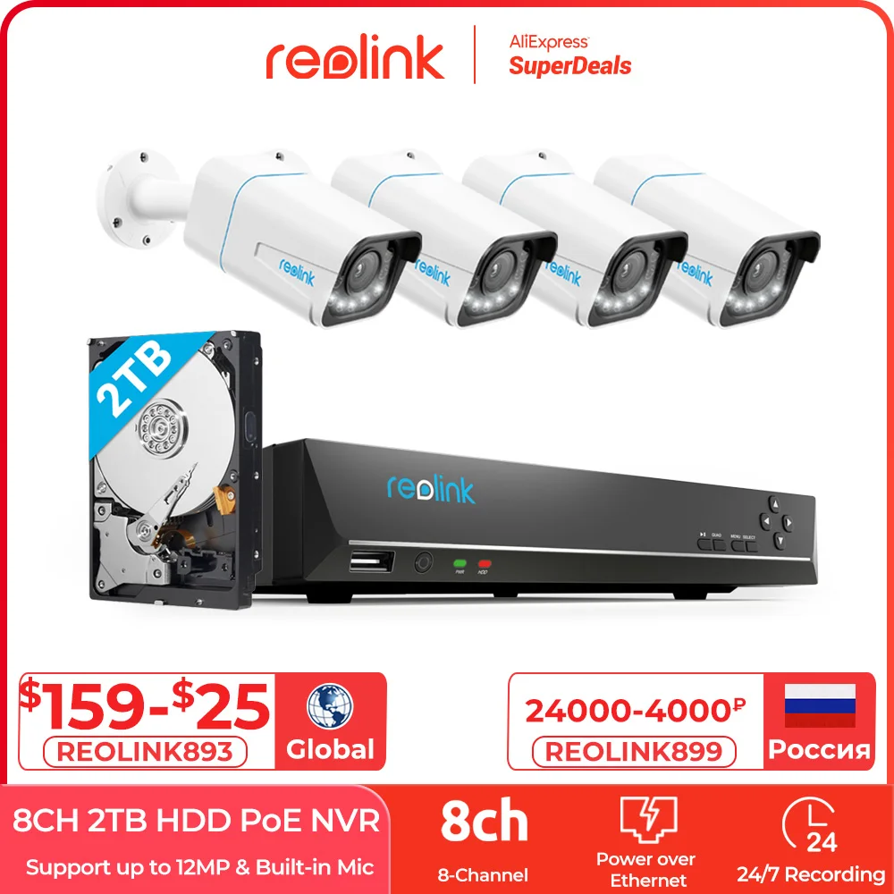 Reolink 36CH 4K Security Camera System 8CH 8MP PoE IP Cameras Kit with Zoom Person/Car Detection ...