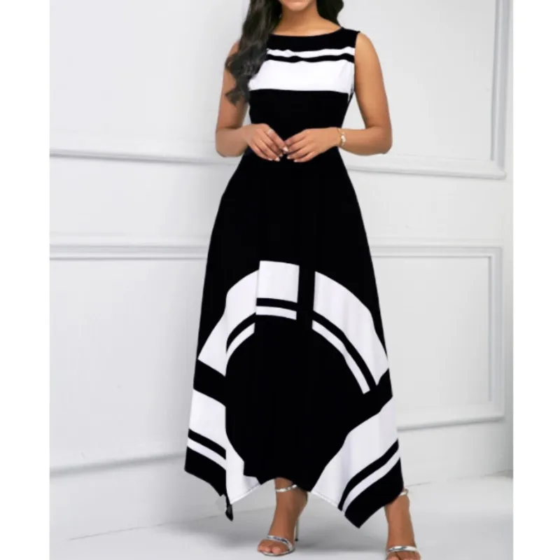 Robe-longue-taille-haute-imprim-e-Turnblock-pour-femme-mode-estivale-d ...