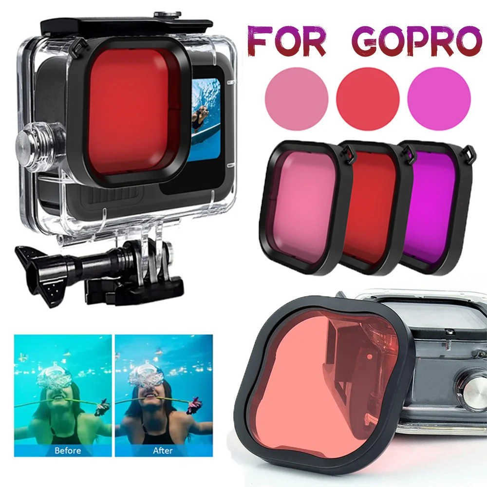 1/4pcs Pink Red Color Filters Kit for GoPro 13 12 11 10 9 for Go Pro ...