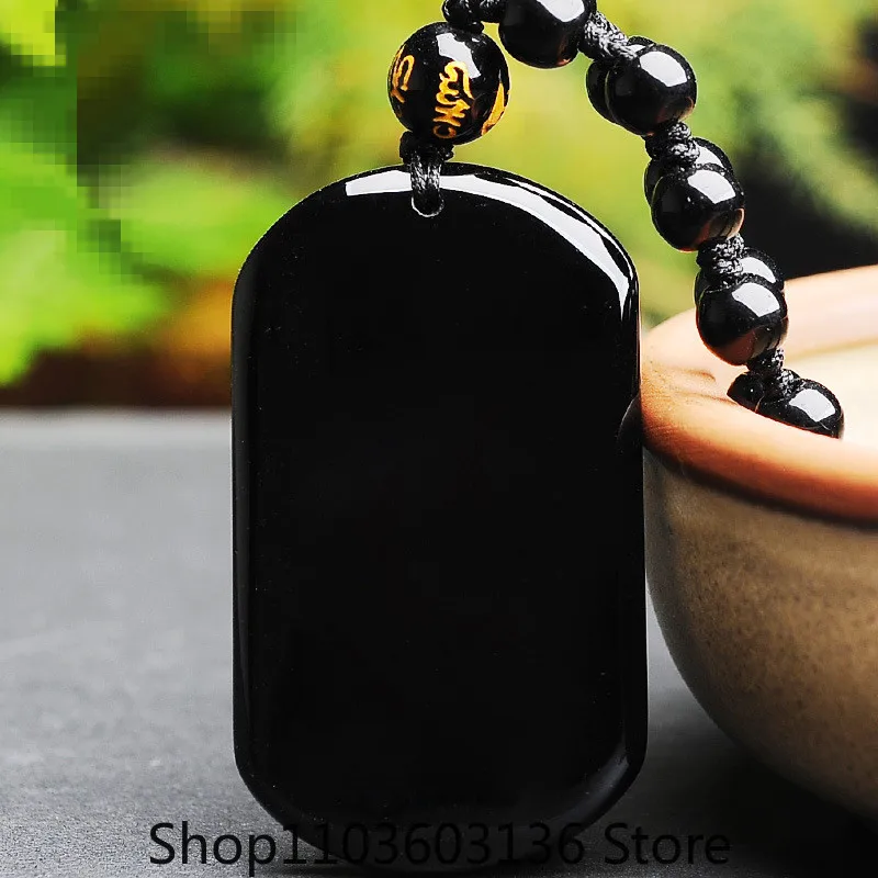 Charming Natural Black Obsidian Carved Chinese Safety Buckle Smoothly ...