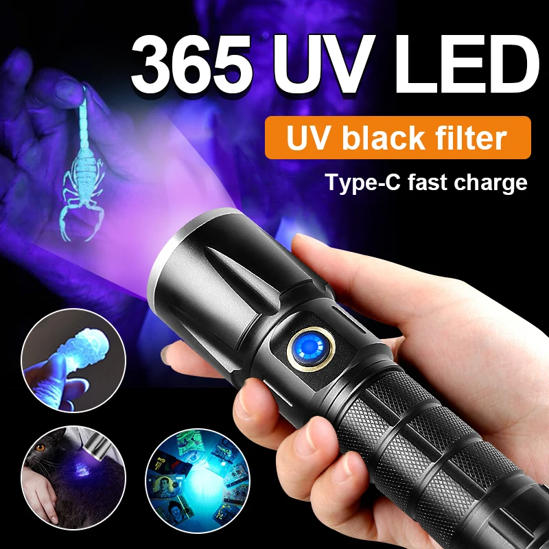 2023-New-365NM-UV-Lantern-Powerful-Zoom-UV-Flashlight-Rechargeable ...