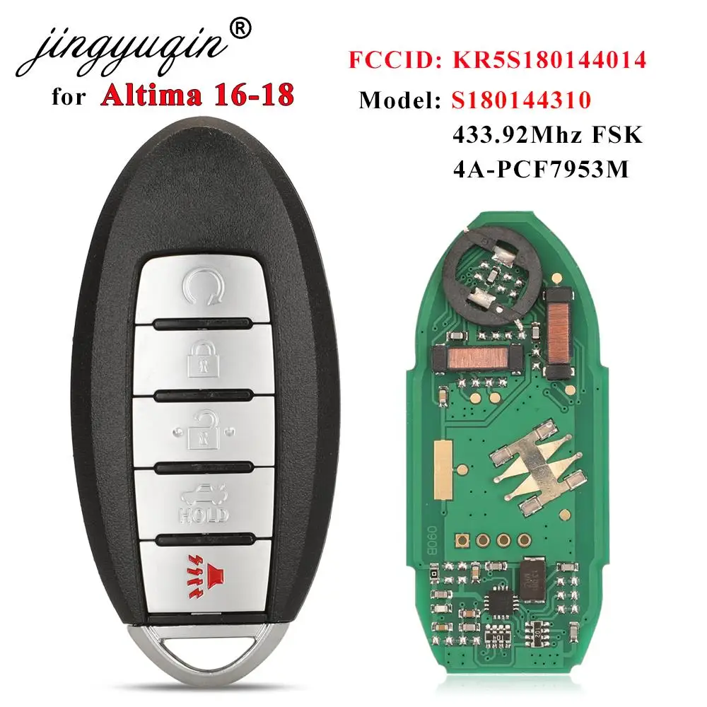 jingyuqin S180144310 Smart Car Key Fob 433MHz 4A PCF7953M for NISSAN ...