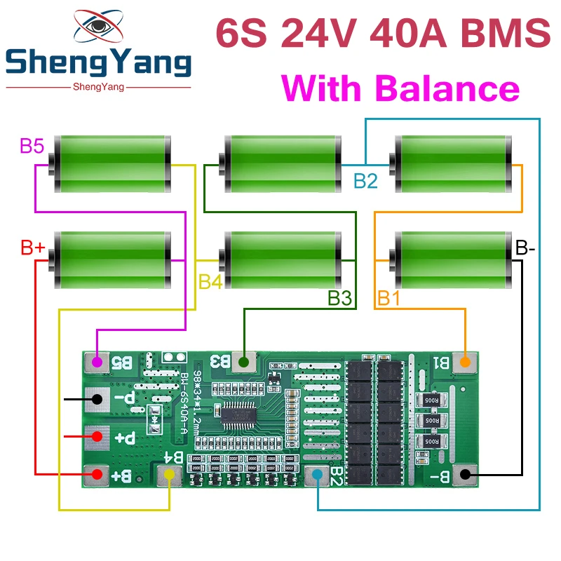 TZT-24V-6S-40A-BMS-18650-Li-Ion-Lithium-Battery-Poretect-Board-Solar ...