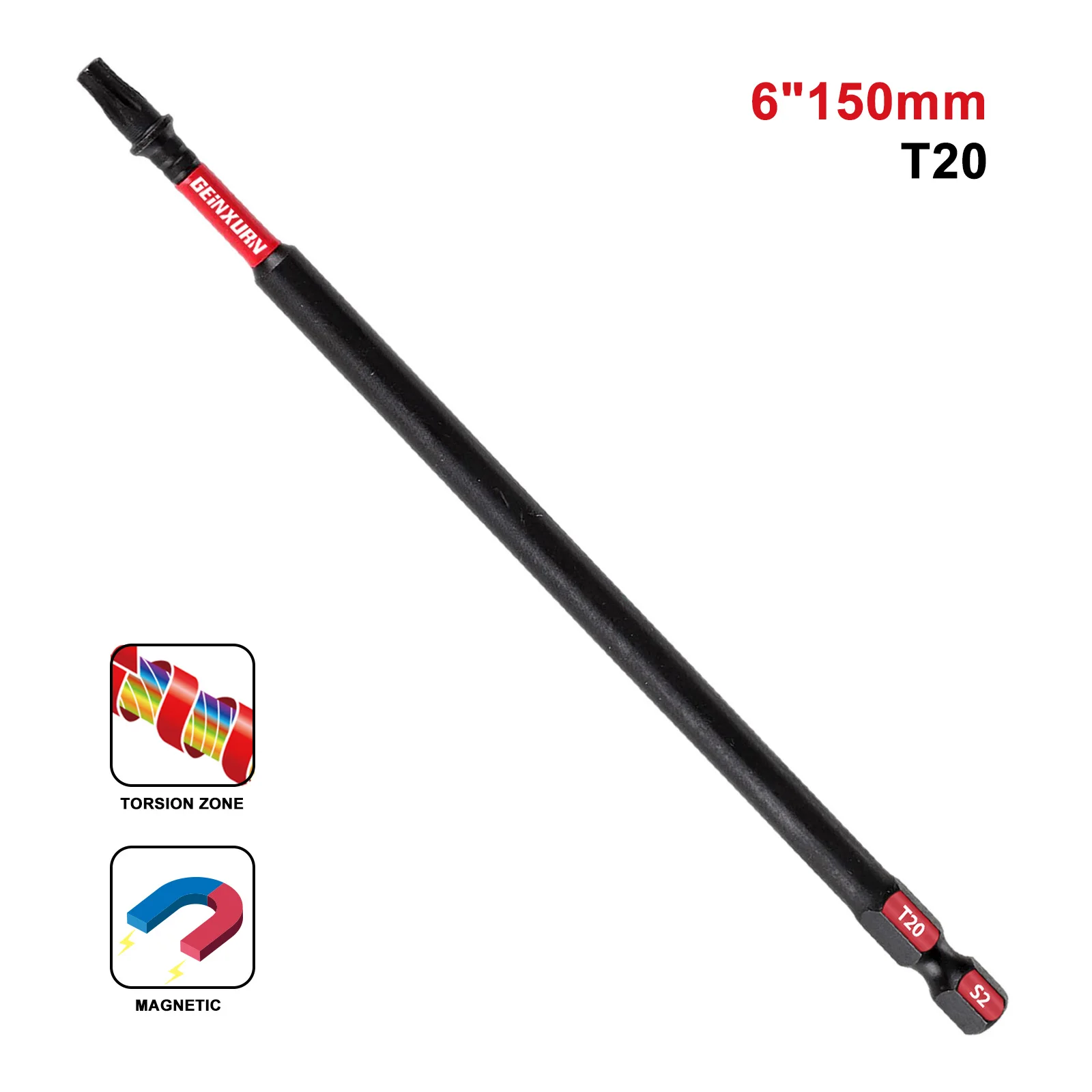 Geinxurn 6 in. #20 Torx Impact Tough Insert Driver Bits,Magnetic T20 ...