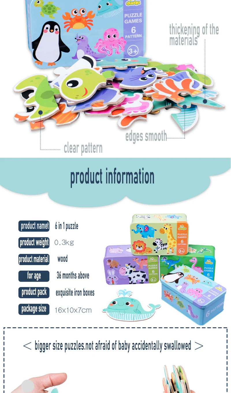 Faune - Puzzle Créatif De Bois Et En Boîte De Métal Pour Enfant, Jeu ...