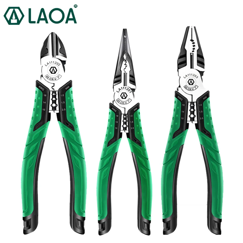 LAOA-7inch-Wire-Cutter-Long-Nose-Pliers-Multifunction-Diagonal-Pliers ...