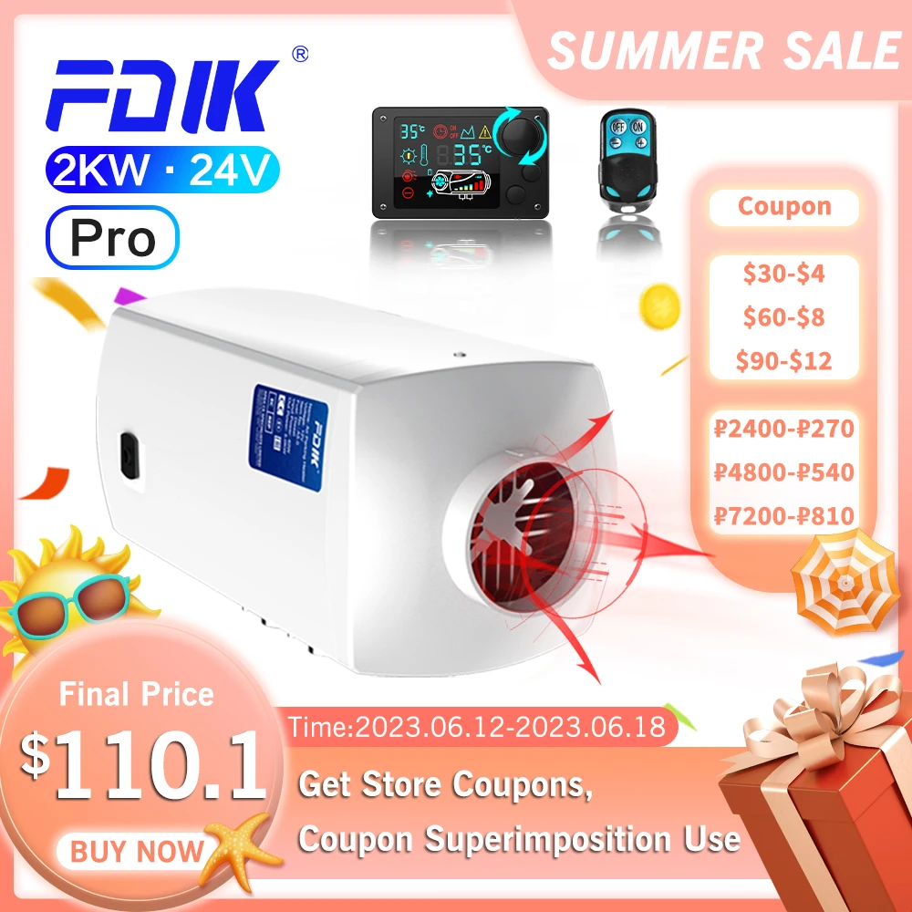 Fdik 2kw 24v Pro Diesel Heater Aluminum Shell Air Parking Heater Knob ...