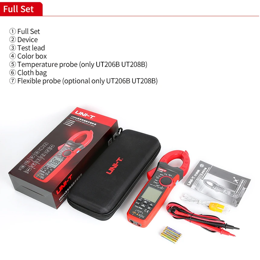 UNI-T UT206B/UT207B/UT208B Clamp Meter VFC Electrical Instruments AC/DC ...