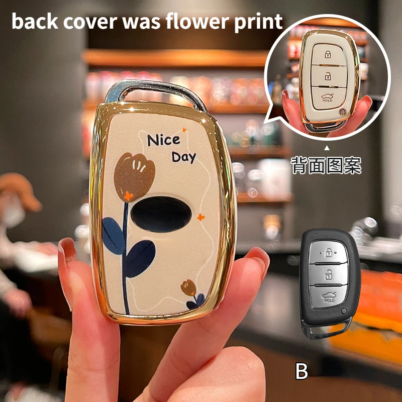 자동차 키 케이스 커버, 현대 크레타 2019 투싼 소나타 Fe 크레타 ix25 ix35 ix45 i20 i30 i40 베르나 솔라리스 미스트라 엘란트라 악센트