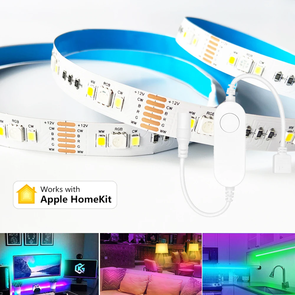 Homekit WiFi Smart LED Strip Light 12V 1m 2m 3m 4m 5m RGB+CCT RGBCW ...