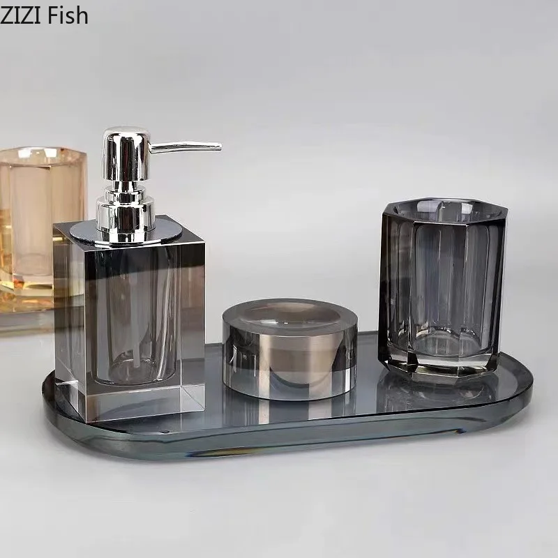 Glass Crystal Bathroom Wash Set Hotel Hand Sanitizer Bottle Set Soap ...