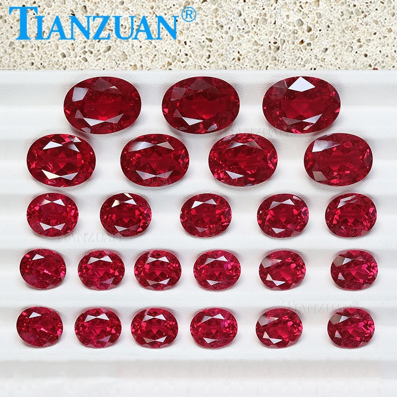 5# Red Color Oval Shape Natual cut Artificial Ruby Corundum Stone With ...