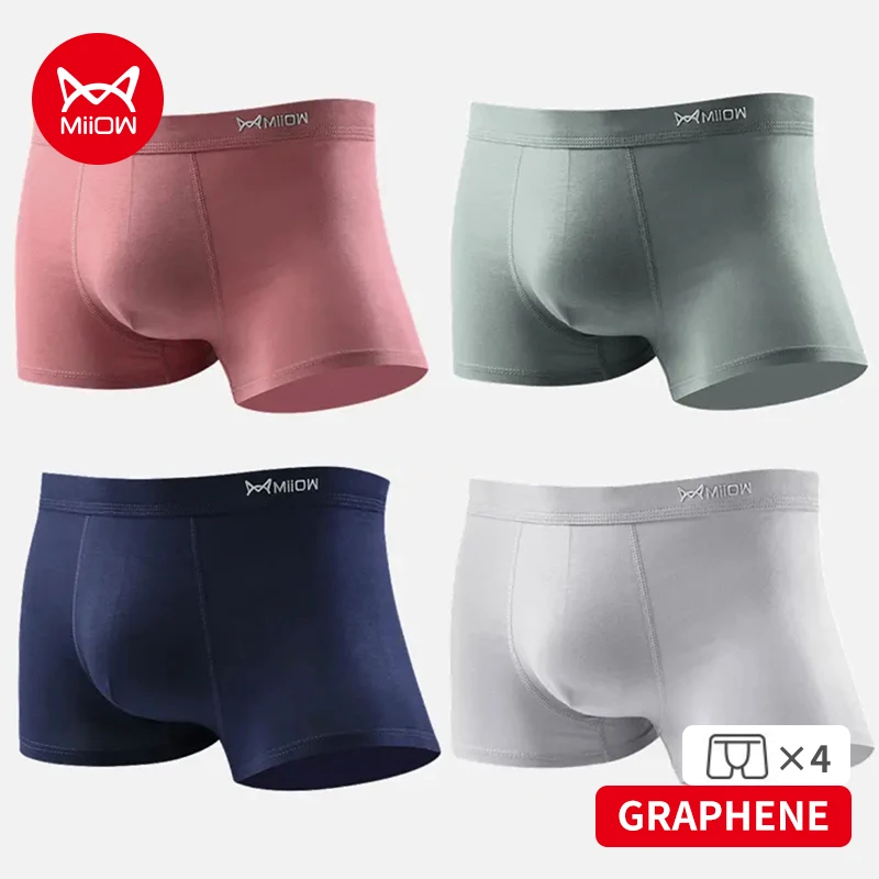 MiiOW-4Pcs-Cotton-Men-s-Panties-Breathable-U-Convex-Bag-Crotch-Underpants-Graphene-Antibacterial ...