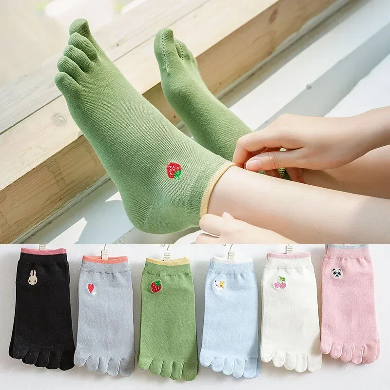 5-Figer-Socks-Women-Candy-Color-Cotton-Five-Finger-Toe-Socks-Breathable ...