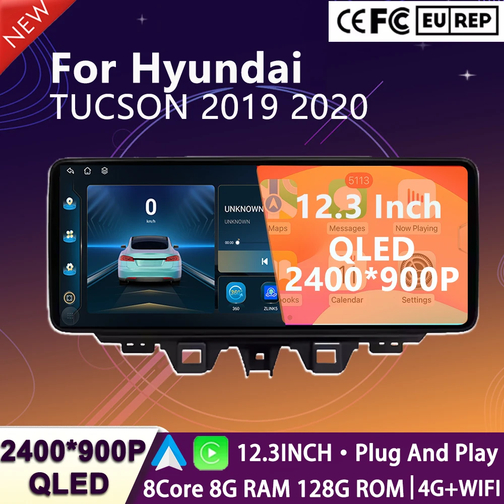 12.3"Car Radio For Hyundai TUCSON 2019 2020 Android 15 Multimedia Video ...