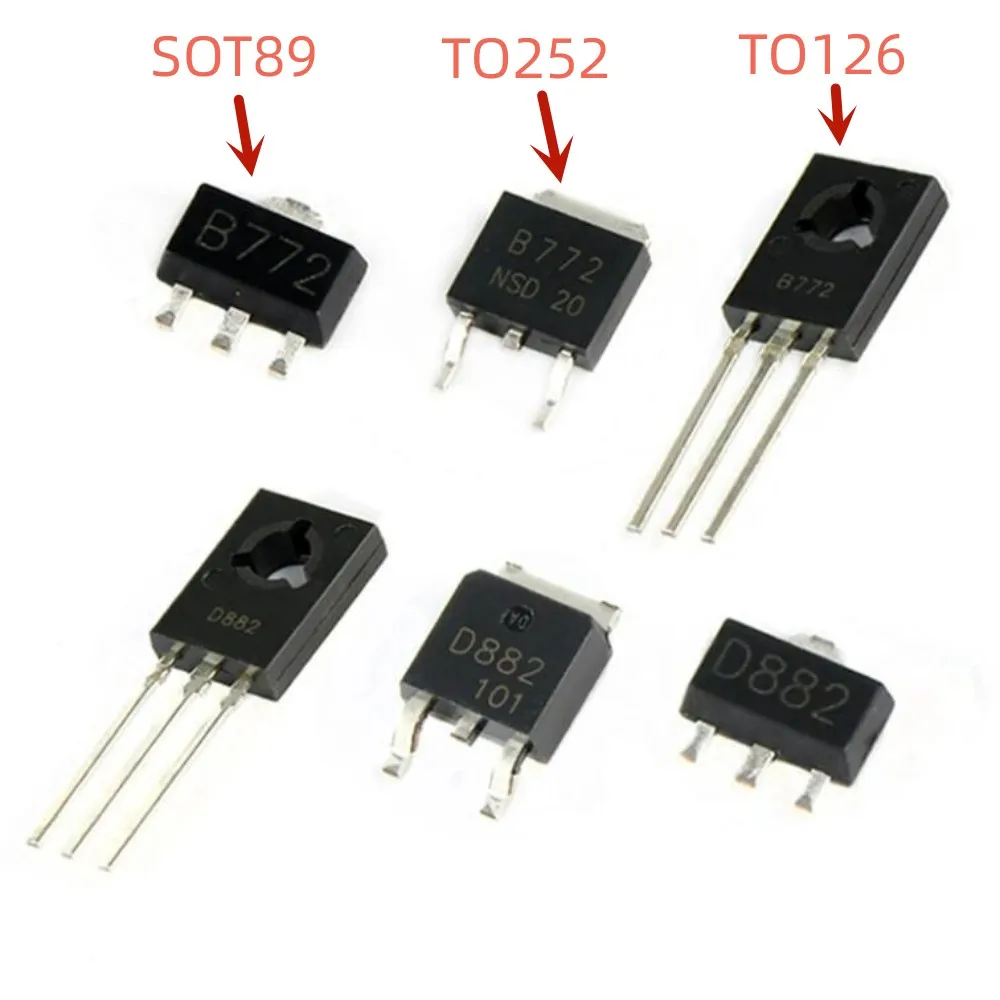 10-20PCS-2SB772-2SD882-Transistor-3A-40V-PNP-NPN-SMD-B772-D882-SOT-89 ...